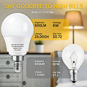 Prosperbiz E12 Ceiling Fan Light Bulbs Dimmable, 60w Equivalent LED Bulb, Warm White 3000K, E12 Small Base Candelabra A15 LED Round Light Bulb, 600 Lumen, Pack of 3