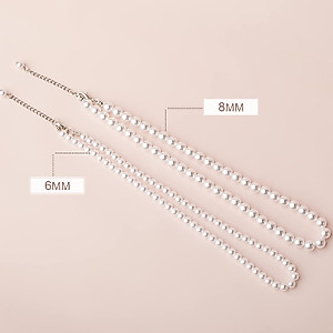 WELLKAGE Imitation Pearl Necklace Wedding Pearl Necklace for Women-8mm