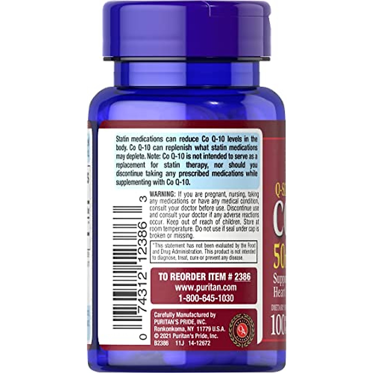 Q-Sorb CoQ10 50mg, Contributes to Heart Wellness,100 Softgels by Puritan's Pride