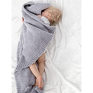 Little Giraffe Plush Chenille Knit Baby Blanket 29" x 35", Silver