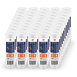 Aquaboon 5 Micron 10" x 2.5" Grooved Sediment Water Filter Replacement Cartridge for Any 10 inch RO Unit, Whole House Sediment Filtration, Compatible with P5, AP110, WFPFC5002, CFS110, RS14, 50-Pack
