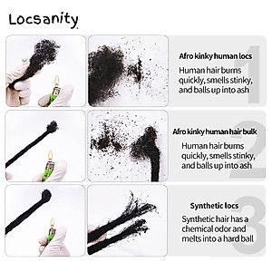 Locsanity Afro Kinky 100% Bulk Natural Human Hair - Braiding Hair for Dreadlocks, Loc Repair, Dreadlock Extensions, Twists, Braids - 8 Inches Long, 1 Oz - Natural Undyed
