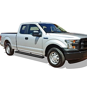 APS Running Boards 5in Matte Black Compatible with Ford F150 2015-2024 Super Cab & F-250 F-350 Super Duty 2017-2024 Stainless Steel (Nerf Bars Side Steps Side Bars)