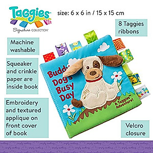 Taggies Touch & Feel Soft Cloth Book with Crinkle Paper and Squeaker, Buddy Dog
