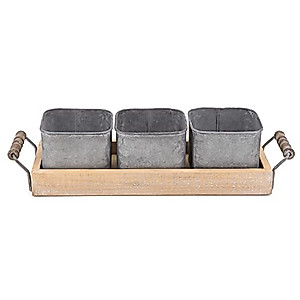 NIKKY HOME Farmhouse 3 Compartment Galvanized Flatware Cutlery Caddy Kitchen Countertop Silverware Holder for Spoons, Knives, Forks - Silver