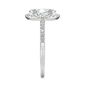 14K White Gold Moissanite by Charles & Colvard 10x6mm Elongated Oval Halo Ring-size 5 2.62cttw DEW