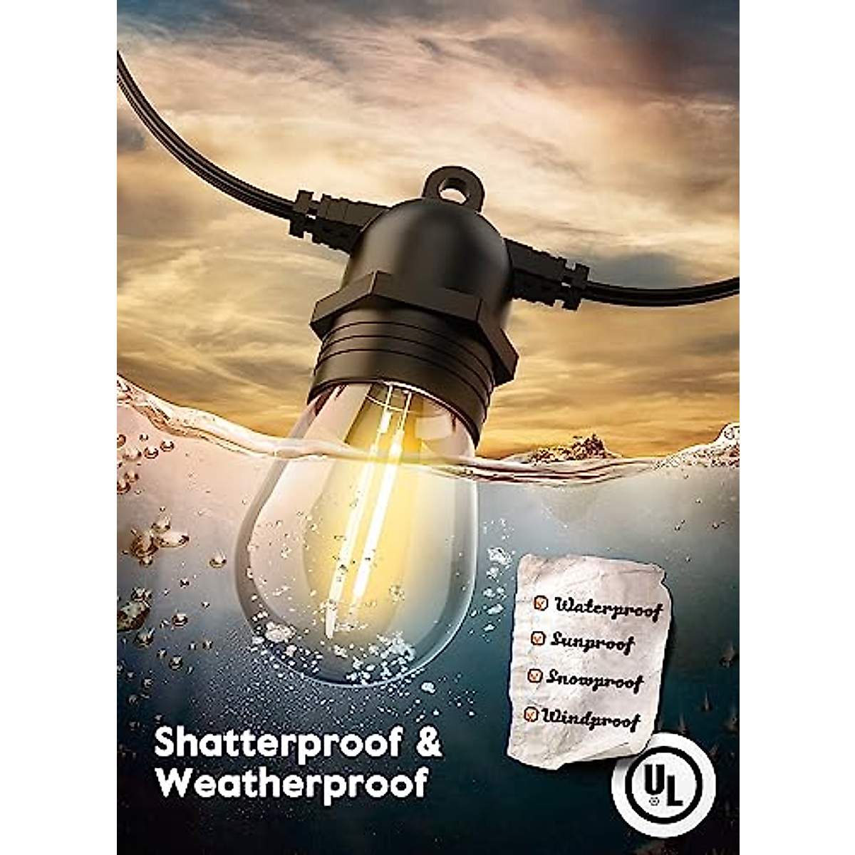 Brightown 25 Pack LED S14 Replacement Light Bulbs, Shatterproof E26 Medium Base Edison Vintage Bulbs Equivalent to 11 W, Fits for Commercial Outdoor Patio Garden Vintage Lights, 2700K, Warm White