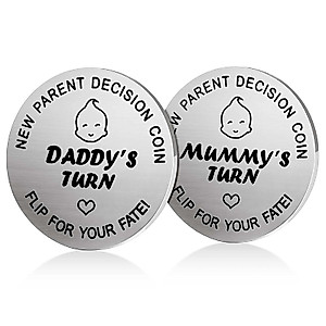 New Dad Mom Gifts Decision Coin,LucBuy Funny Newborn New Baby Gift New Parents Gift Pregnancy Gift for First Time Mummy Daddy,Baby Shower Mothers Fathers Day Christmas Birthday Thanksgiving Gift