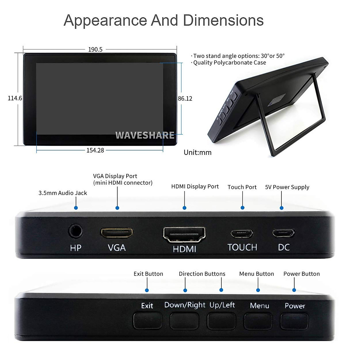 7inch HDMI LCD (H) Display Capacitive Touch Screen 1024x600 IPS LCD HDMI Module Compatible with Raspberry Pi, Jetson Nano,BB Black, Banana Pi Support Microsoft XBOX360 and Nintendo Switch
