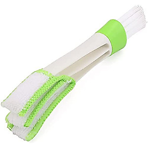 CHEYIXUAN Double Ended Mini Dust Blind Cleaner Car Vent Brush Window Blind Brush Hand Held Magic Brush Blind Duster for House Car Office White and Green, 17cm 4.5cm 2.5cm