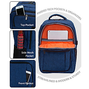 Rockland Slim Pro USB Laptop Backpack, Blue, Large