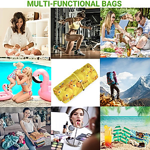 visesunny Yellow Duck Toy 2Pcs Wet Bag with Zippered Pockets Washable Reusable Roomy Diaper Bag for Travel,Beach,Daycare,Stroller,Diapers,Dirty Gym Clothes,Wet Swimsuits,Toiletries