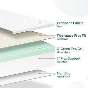 Airdown Twin Mattress, 10 Inch Memory Foam Mattress in a Box, Medium Firm Green Tea Twin Size Mattress for Cool Sleep & Pressure Relief, CertiPUR-US Certified, Made in USA