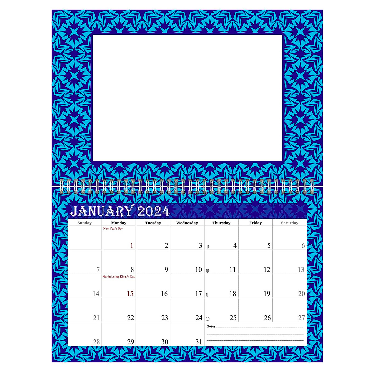 2024 Photo Frame Wall Spiral-bound Calendar (Add Your Own Photos) - 12 Months Desktop/Wall Calendar/Planner - (Edition #07)