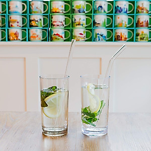 Youngever Reusable Glass Straws Assortment, 9 inches, Eco Friendly with Brush (16 Pack Clear)