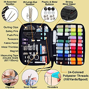 VelloStar Sewing Kit for Adults - Over 100 Sewing Supplies and Accessories - Needle and Thread Kit for Sewing - Hand Sewing Kit Basic for Small Fixes - Sewing Kit for Beginners for Travel Emergency