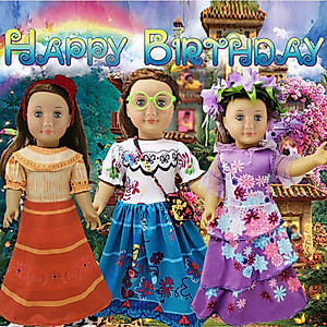 18 Inch Doll Clothes , 3 Pcs Magic Family Encanto Set Includes Mirabel, Isabella , Dolores, Costume Accessories Fits All 18 inch Girl Doll