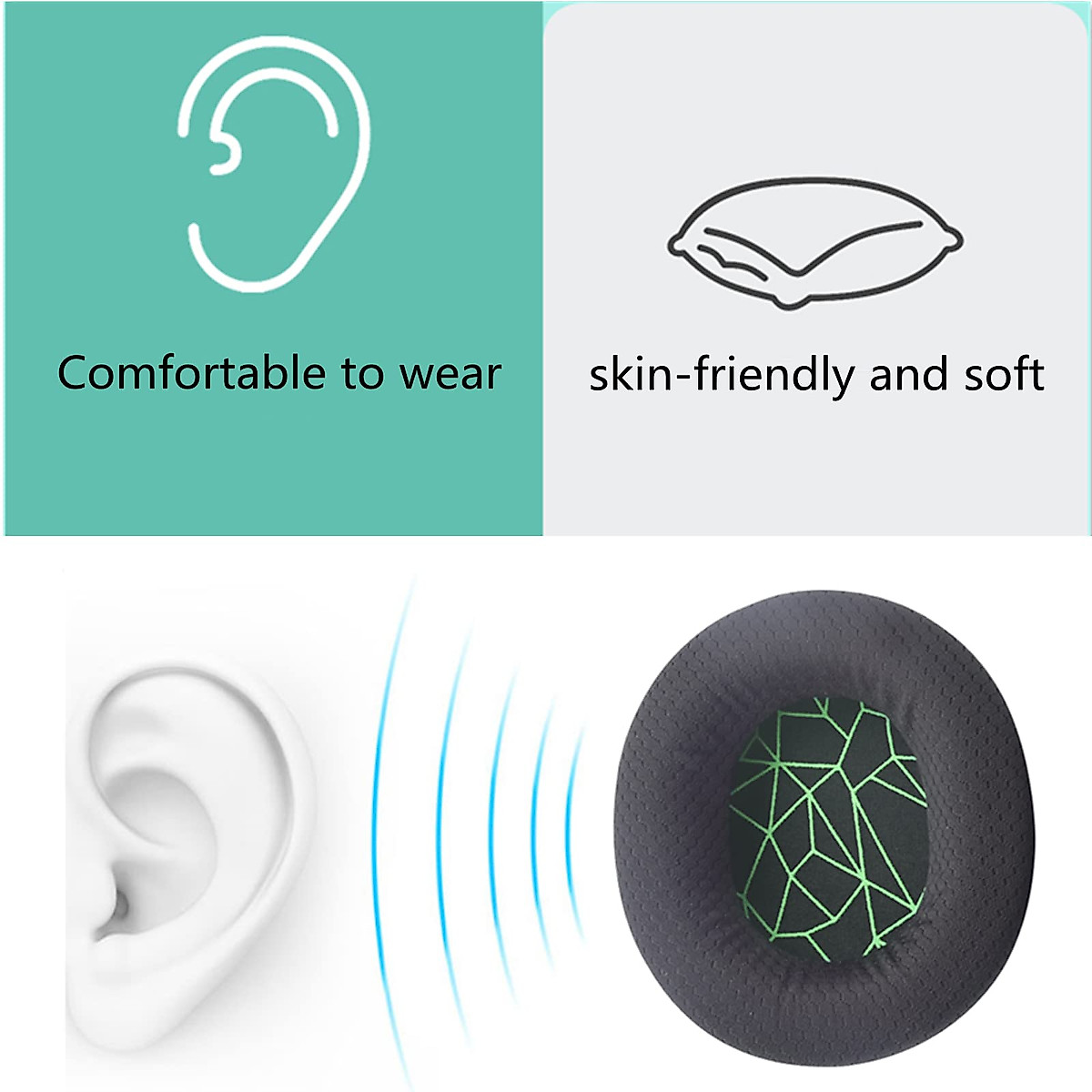 Arctis Pro Replacement Earpads Soft Ear Cushions Cover Compatible with SteelSeries Arctis9 Arctis7 Arctis5 Arctis3 Arctis1 and Arctis pro Wireless Gaming Headphones (Arctis-Black&Green)