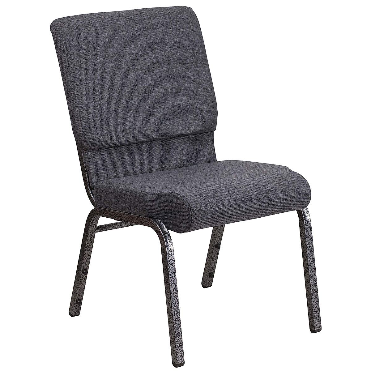 Flash Furniture 4 Pack HERCULES Series 18.5''W Stacking Church Chair in Dark Gray Fabric - Silver Vein Frame