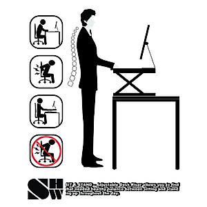 SHW 32-Inch Height Adjustable Standing Desk Converter Riser Workstation with Drawer, White