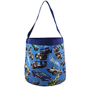 Hot Wheels Collapsible Nylon Basket Bucket Tote Bag (One Size, Blue)