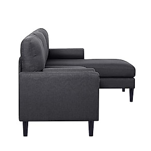 Eafurn L Shaped Sectional Sofa with Reversible Chaise Lounge, 3 Seater Convertible Corner Couch with Rubber Wood Legs, Modern Fabric Sofa&Couches for Living Room, Apartment and Small Space