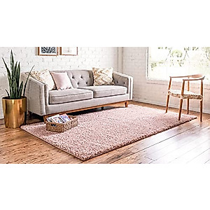 Unique Loom Davos Shag Collection Modern Luxuriously Soft & Cozy Shag Area Rug (5' 0 x 8' 0 Rectangular, Dusty Rose)