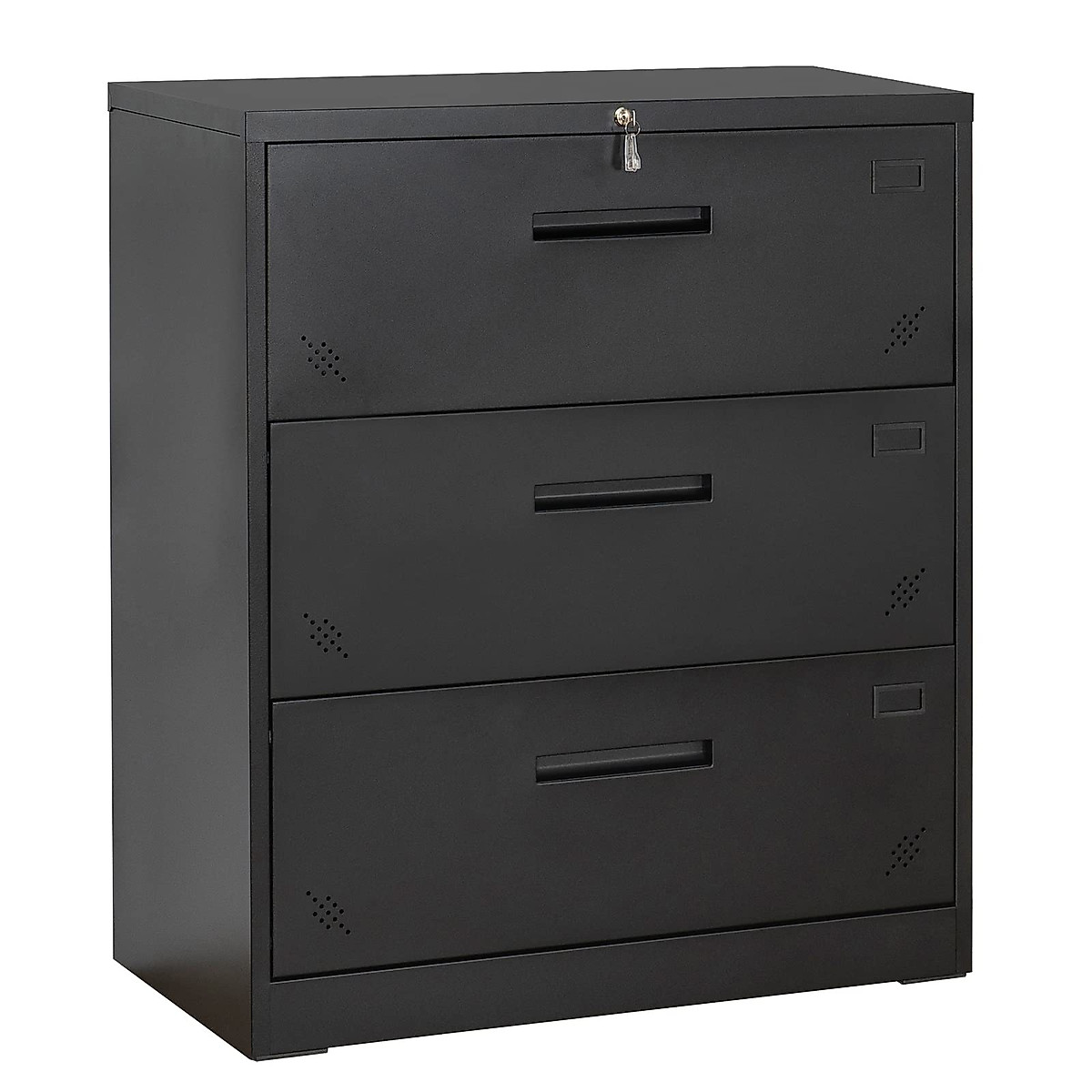 GREATMEET Lateral File Cabinet 3 Drawer,Heavy Duty Metal Lateral File Cabinet with 3 Drawer for Letter/Legal Size,Large Storage Cabinet for Home Office (Black)