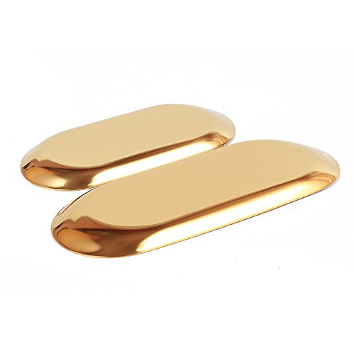 MEOLY Serving Tray Ellipse Tray Stainless Steel Summit Serving Tray Storage Disk Fruit Tray Jewellery Tray Organizer, 2pcs Pack (Gold)
