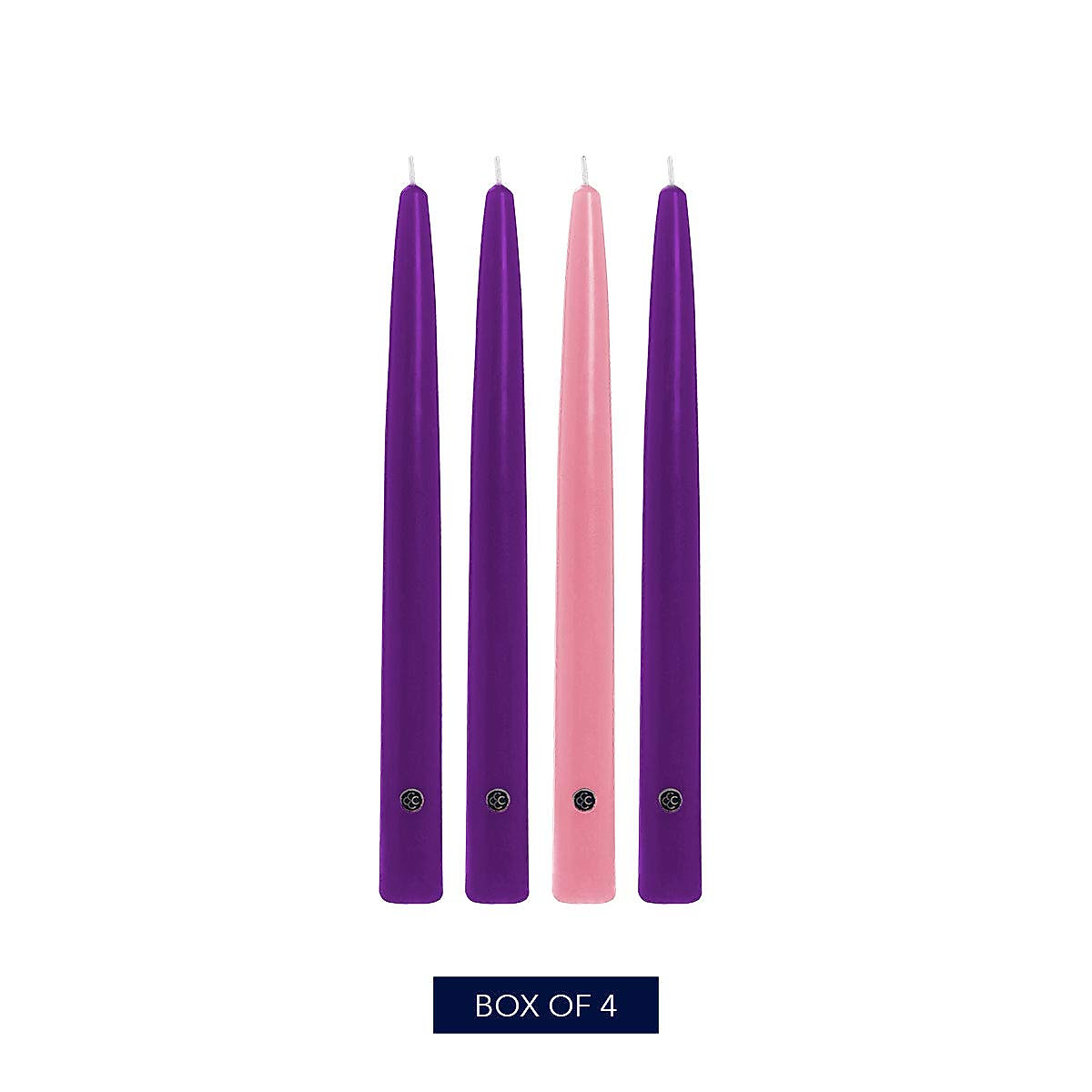 Colonial Candle Unscented Taper Candle, Hand-Dipped, Drip-Less & Smokeless, Premium Wax with Cotton Wick, Multi, 12 in, 4 pk