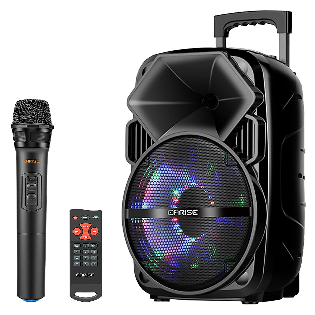 Small Bluetooth PA Speaker System with Wireless Microphone | 8 Inch Portable Outdoor Karaoke Machine | Fun Wireless Speaker for Party | EARISE V30