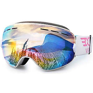 EXP VISION Ski Snowboard Goggles with Balaclava Ski Mask for Women Men and Younth, OTG Snow Goggle Anti Fog Winter Face Mask