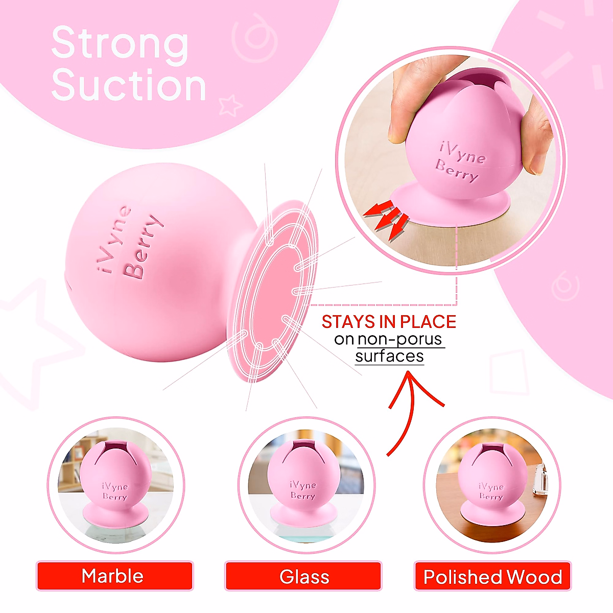 iVyne Berry Suctioned Vinyl Weeding Scrap Collector & Holder for Weeding Tools for Vinyl - Pink