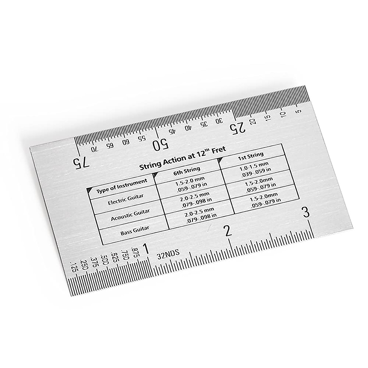 String Action Ruler Gauge Tool for Electric Bass and Acoustic Guitar