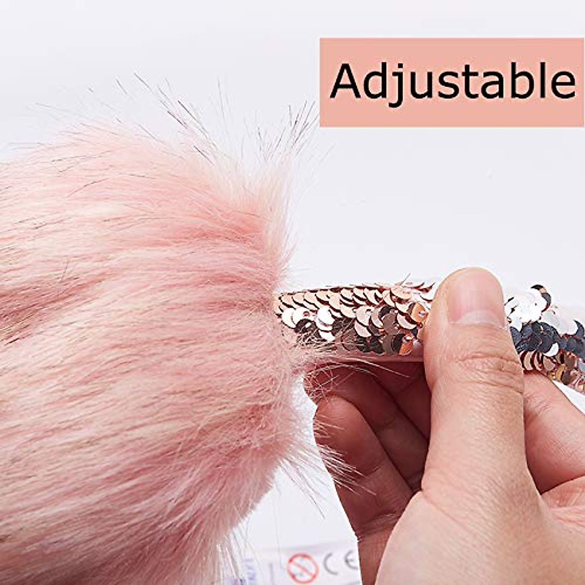 Earmuffs Girls Earmuffs in Plush and Flip Sequin Design(Pink, M)