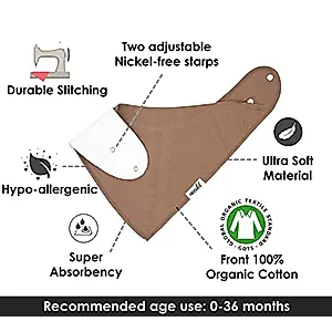 Meerdif Baby Bandana Drool Bibs 10 Pack Solid Organic Cotton Baby Bibs for Boys, Girls, Unisex - Plain Colors