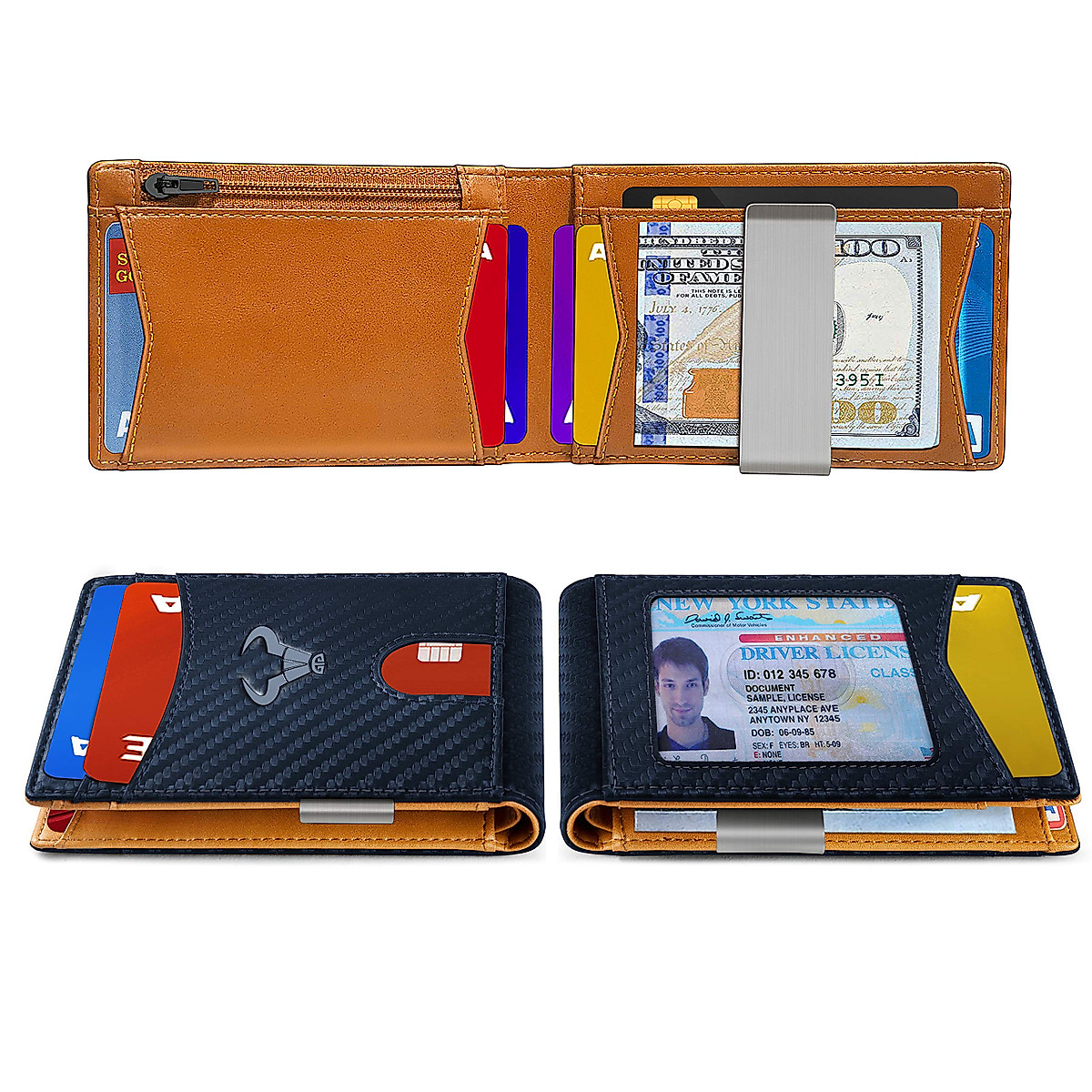 BULLIANT Slim Wallet Men, Leather Wallet Front Pocket Card Holders for Gift Men 3"X4.3"