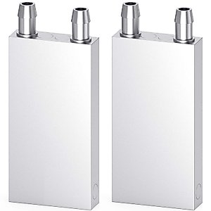 DIYhz Aluminum Water Cooling Block, Liquid Water Cooler Heat Sink System for PC Computer CPU Graphics Radiator Heatsink Endothermic Head Silver 2pcs(40mm x 80mm x 12mm)
