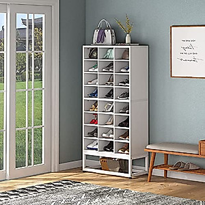 Tribesigns Shoe Storage Cabinet, 24 Pair Cubby Shoe Rack Organizer with Adjustable Shelves, 8-Tier Entryway Shoe Storage Closet Shoe Organizer for Living Room, Bedroom, Mudroom