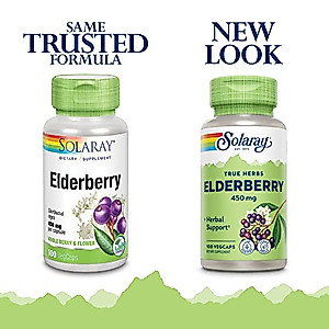 SOLARAY Elderberry Berry & Flower 450mg | Support for General Wellbeing During Cold Months | with Flavonoids & Phenolic Compounds | Non-GMO | 100ct