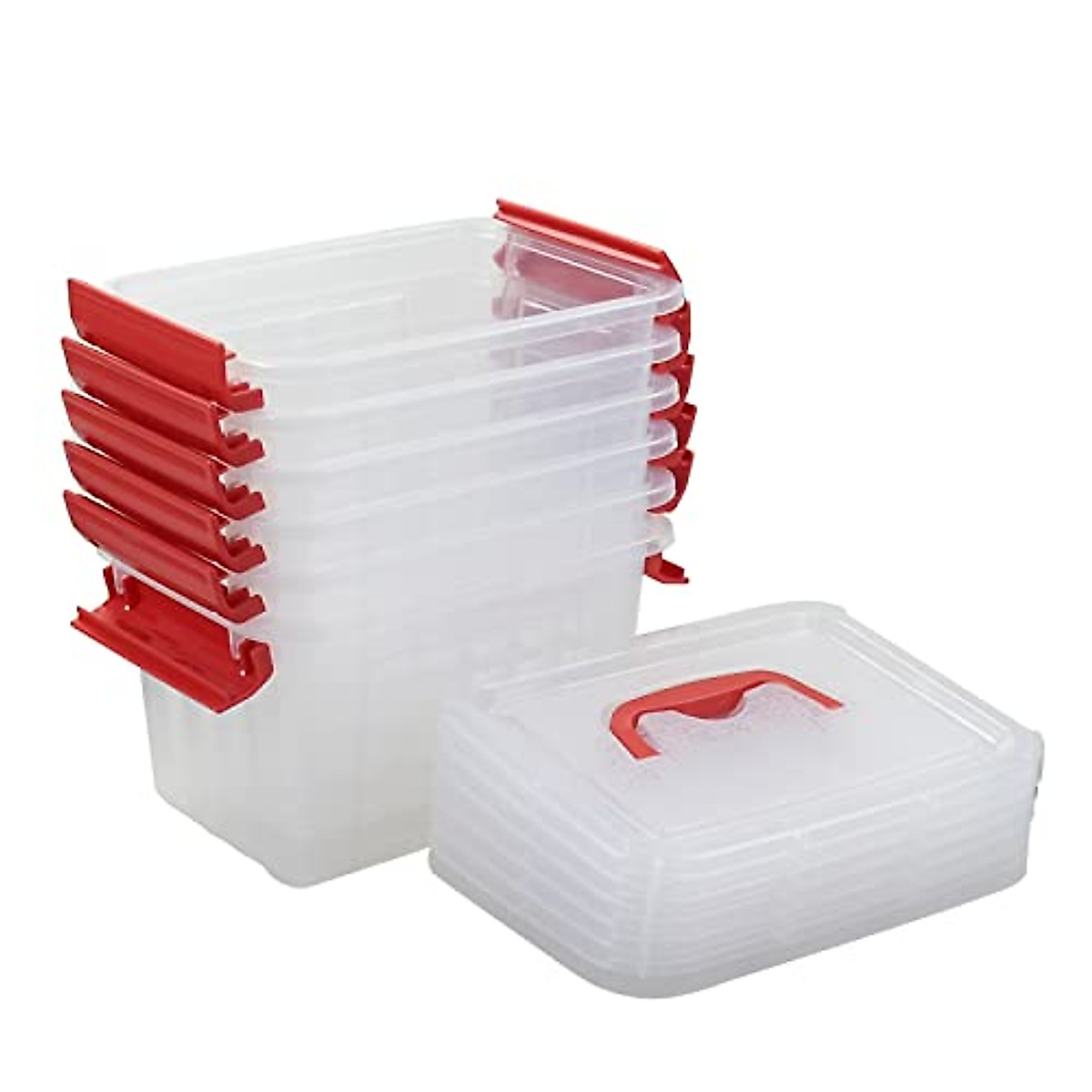 Easymanie 6 Pack 3 Qt Mini Plastic Storage Box Bin with Handle