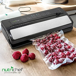 NutriChef Vacuum Sealer | Automatic Vacuum Air Sealing System For Food Preservation w/ Starter Kit | Compact Design | Lab Tested | Dry & Moist Food Modes | Led Indicator Lights