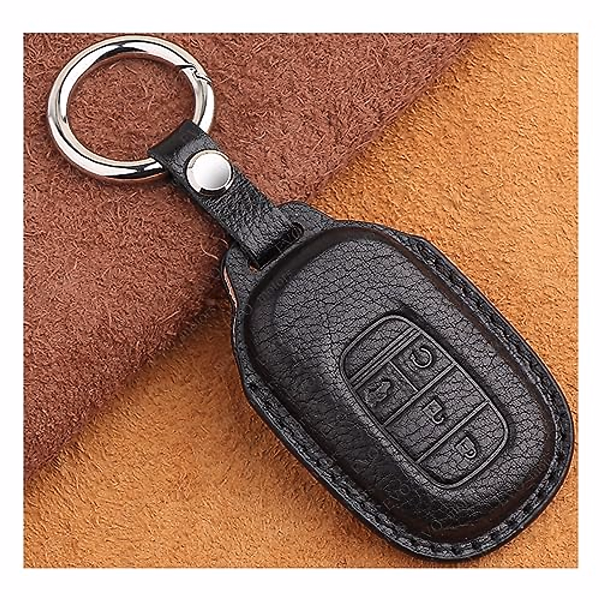 YJMOTOR for 2022 2023 Honda Civic CRV HRV Accord Remove Key Cover Compatible 4 Buttons Key Cover Genuine Leather Protector Shell Case with Keychain Accessories EX EX-L(Black)