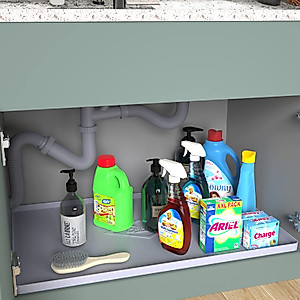 Eapele Under Sink Mat Kitchen Cabinet Tray,34"x22",Flexible Waterproof Silicone Made, Hold up to 3.3 Gallons Liquid (Gray)