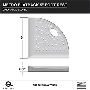 Questech Décor 8 Inch Corner Shower Shelf and 5 Inch Shower Caddy Foot Rest, Metro Flatback Wall Mounted Bathroom Shower Organizer, Gray Polished