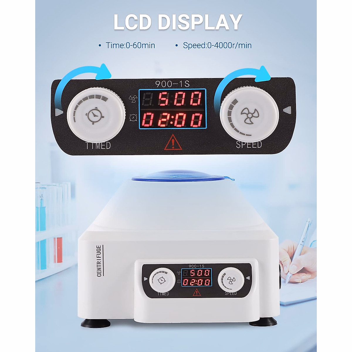Mxmoonant Centrifuge Machine LCD Display Digital Desktop Electric Centrifuges, with Time & Speed Adjustable, 10ML*6 Rotors for Lab School Science Plasma Research (900-1-Plus) (Green)