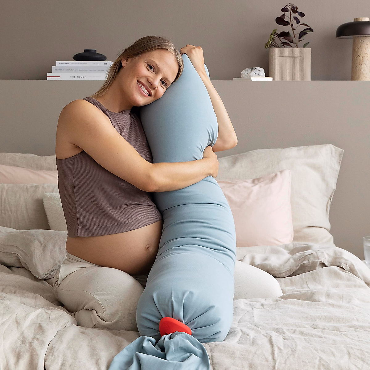 bbhugme Adjustable Pregnancy Pillow – Full Body Support for Side Sleeping - Adjustable Firmness and Shape - Supports Back, Legs, Belly, HIPS for Pregnant Women - Removable Cover - Eucalyptus