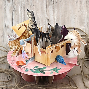 SANTORO Pirouette, 3D Pop Up Greeting Card - Purrrfect Parcel - For Her, For Mum, Mothers Day | Cute Birthday Gifts For Cat Lovers