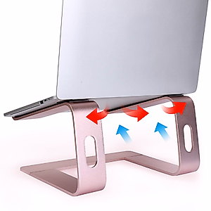 AMOTIE Laptop Desk Stand, Ergonomic Aluminum Laptops Elevator for Desk, Notebook Holder Stand Compatible with MacBook Pro/Air HP Lenovo Samsung Huawei ，All 10-15.6" Laptops，Pink Gold