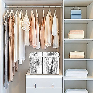 CaTaKu Wooden Abstract Storage Bins with Lids and Handles, Fabric Large Storage Container Cube Basket with Lid Decorative Storage Boxes for Organizing Clothes